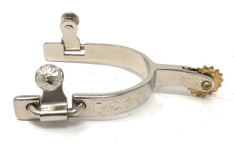 Aj Tack Mens Chrome Engraved Utility Spurs Hoof And Tack