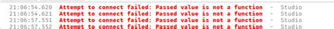 Attempt To Connect Failed Passed Value Is Not A Function Error Scripting Support Developer