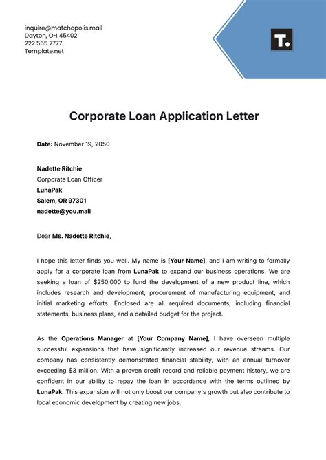 Free Corporate Loan Application Letter Template To Edit Online