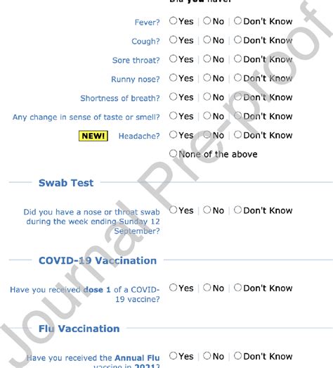 Example Of The Flutracking Weekly Survey Sent To Participants Via