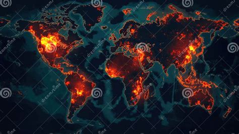 World Map Highlighting Regions Affected By Epidemic Outbreaks Across