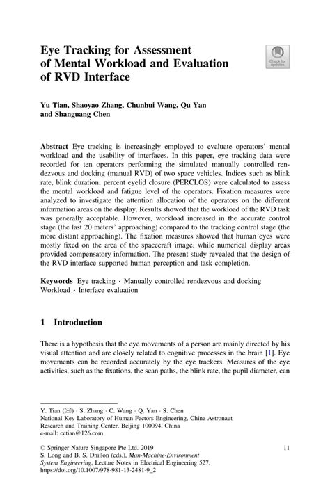 Pdf Eye Tracking For Assessment Of Mental Workload And Evaluation Of Rvd Interface