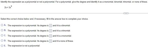 Solved Identify The Expression As A Polynomial Or Not A Chegg