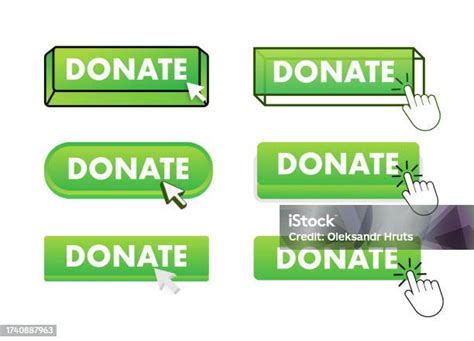 Donate Button With Pointer Clicking Donate Web Buttons Set User
