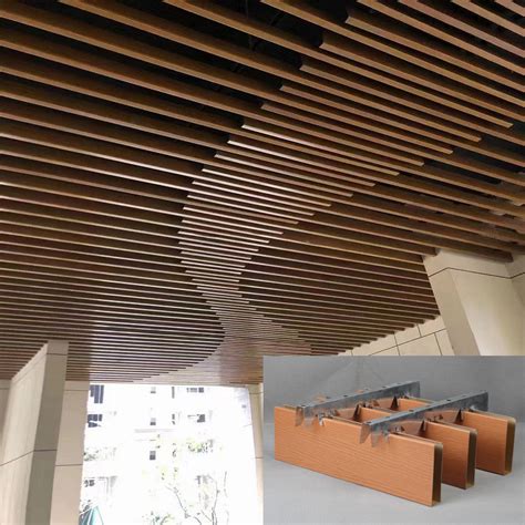 Wood Color Aluminium Panels Alloy Baffle Ceiling U Shape Linear Tube Metal Ceilings U Shape