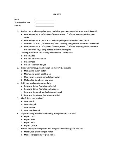 Pre Test And Post Test Pdf Sains And Matematika