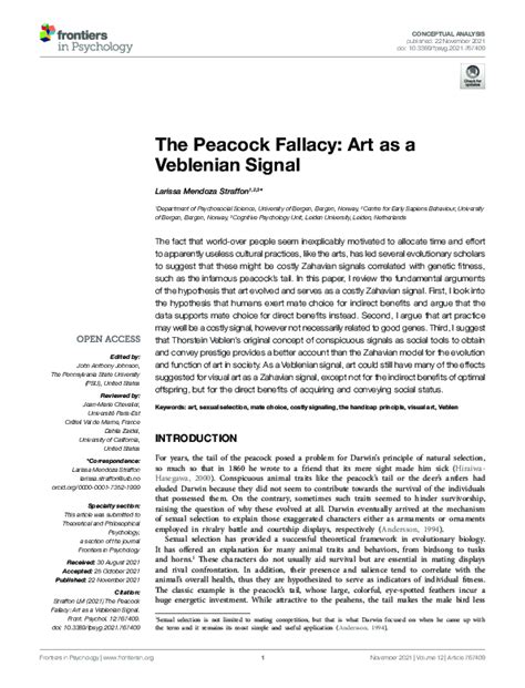 Pdf The Peacock Fallacy Art As A Veblenian Signal