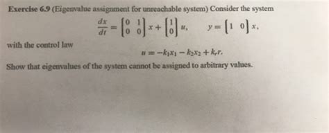 Solved Exercise 6 9 Eigenvalue Assignment For Unreachable Chegg Com