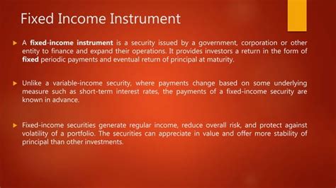 Fixed Income Instruments And Their Behaviours Pptx