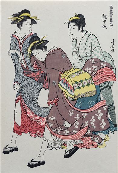 Torii Kiyonaga Geishas Of Tachibana Street And The Wind Circa 1960