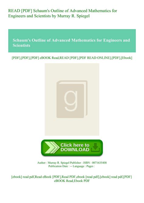 Read [pdf] Schaums Outline Of Advanced Mathematics For Engineers And Scientists By Murray R