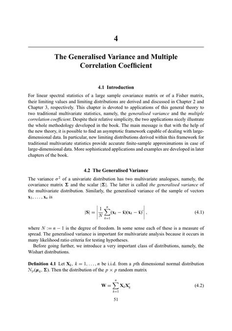 The Generalised Variance And Multiple Correlation Coefficient Chapter