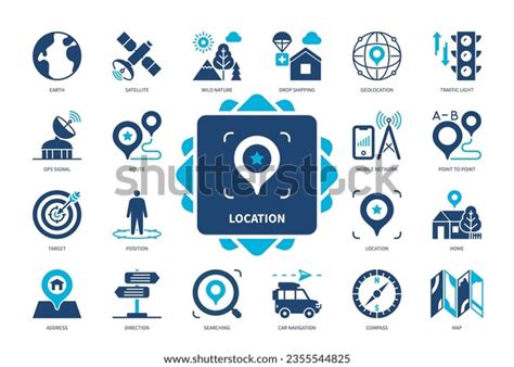Location Icon Set Address Traffic Light Stock Vector Royalty Free