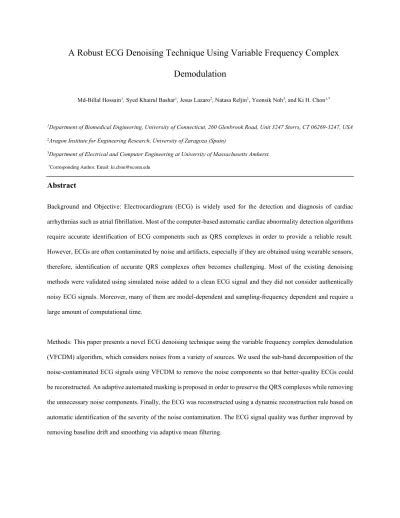 A Robust Ecg Denoising Technique Using Variable Frequency Complex