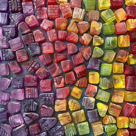 Overhead Shot Of A Brick Road Made Of Gummi Brick Candy Premium Ai Generated Image