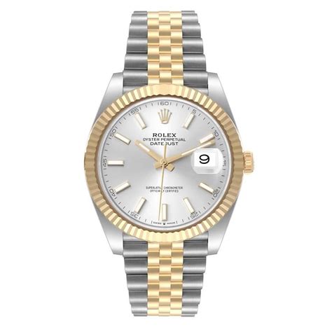 Rolex Datejust 41 Steel Yellow Gold Silver Dial Mens Watch 126333 Box
