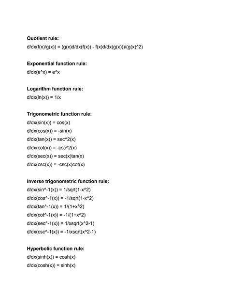 Solution Basic Rules Functions And Formula In Solving Calculus Studypool
