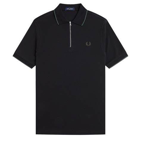 Shop Fred Perry Textured Zip Neck Polo Shirt Natterjacks