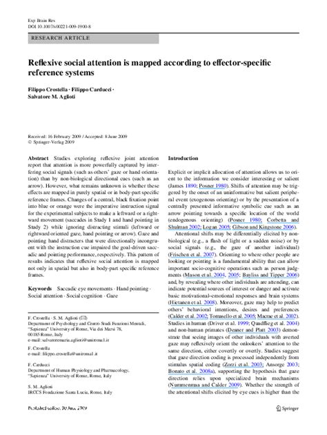 Pdf Reflexive Social Attention Is Mapped According To Effector