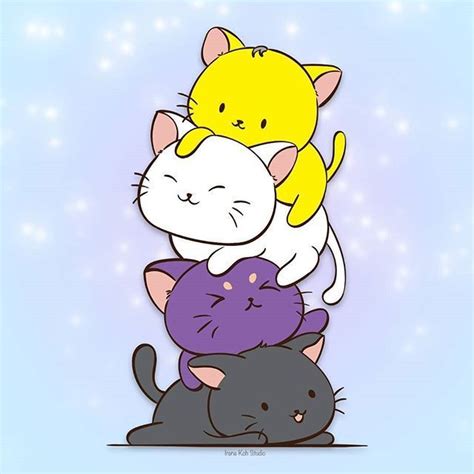 Non Binary Pride Flag Cats By Irene Koh Studio