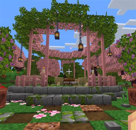 Minecraft How To Build A Cherry Blossom Gazebo With Picnic