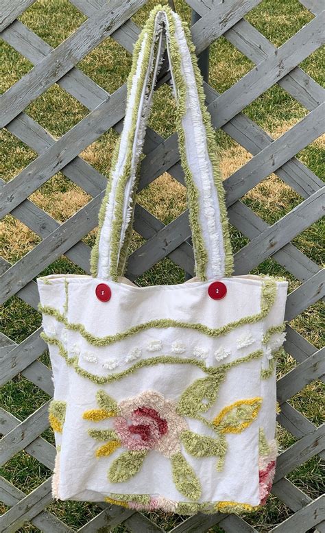 Handmade Chenille Market Bag Floral Shoulder Tote Etsy