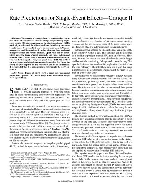 Pdf Rate Predictions For Single Event Effects Critique Ii