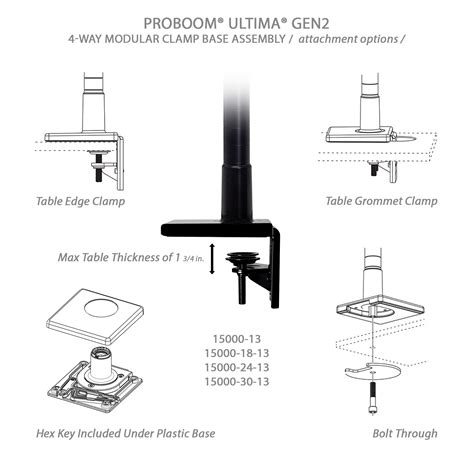 Proboom® Ultima® Gen2 Eps 18 Tall 4 Way Modular Clamp Base Assembly