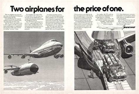 Boeing 747 Air Force Tanker Cargo Aircraft Two Planes For One Vtg Mag