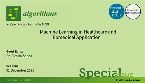 Special Issue Machine Learning In Healthcare And Biomedical Application