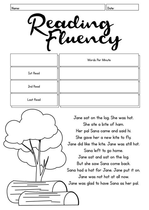First Grade Reading Fluency Worksheets Reading Fluency Reading