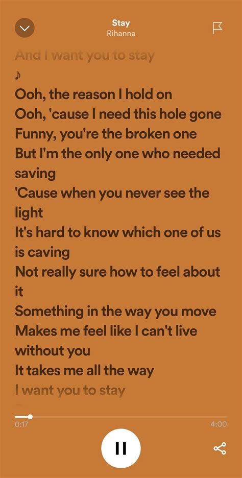 The Reason I Hold On🦋 Stay Rihanna Lyrics