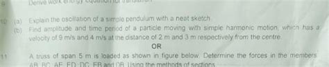 A Explain The Oscillation Of A Simple Pendulum With A Neat Sketch B F