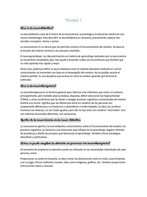 Unidad 1 2 3 Pdf Aprendizaje Dormir