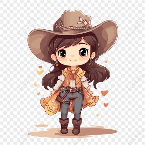 Cute Cowgirl Vector Cartoon Sticker Clipart Sticker Cute Png Image