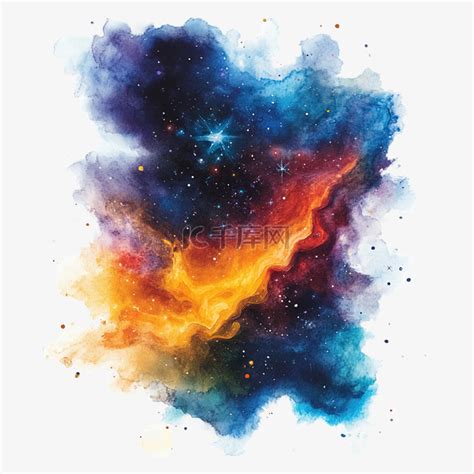 彩色水彩太空艺术版画素材图片免费下载 千库网