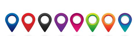 map pin icons different color options map pins isolated vector
