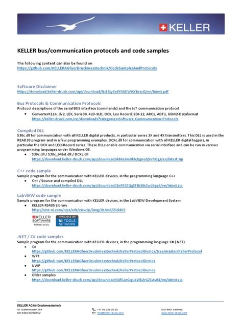 keller bus communication protocols and code samples pdf visual basic for applications c