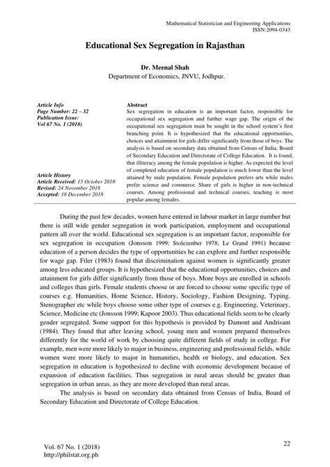 Pdf Educational Sex Segregation In Rajasthan