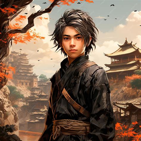 Premium Ai Image Young Man Ninja Anime Boy Full Body With China