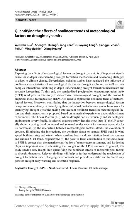 Quantifying The Effects Of Nonlinear Trends Of Meteorological Factors On Drought Dynamics
