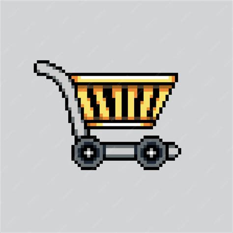Premium Vector Pixel Art Illustration Cart Pixelated Cart Cart Shopping Pixelated For The