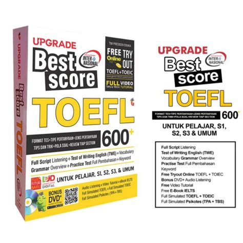 jual buku tes toefl toeic upgrade best score toefl 600 bonus dvd