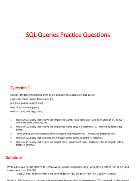 Lecture Sql Query Practice Questions Pdf Databases Data Management