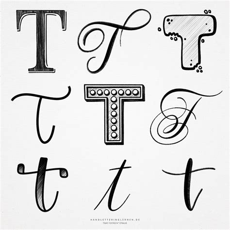 Hand Lettering T 9 Ways To Draw A T