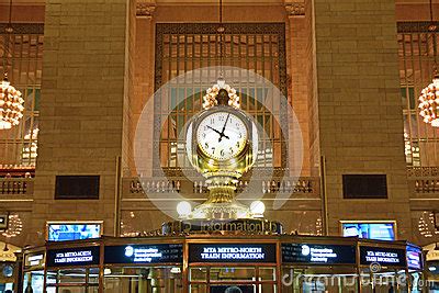 The Four Faced Clock On Top Of The Information Booth Is One Of The Most