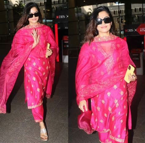 Rashmika Mandanna In A Pink Kurta Set South India Fashion