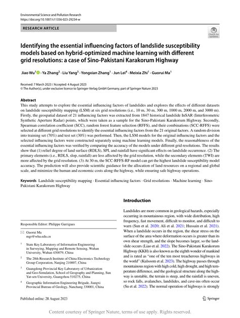 Identifying The Essential Influencing Factors Of Landslide