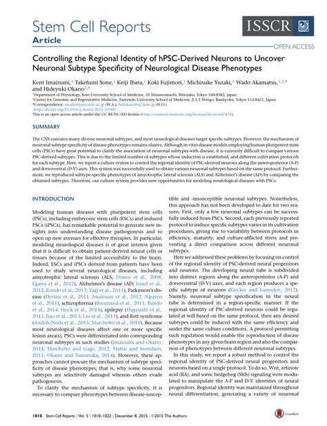 Pdf Controlling The Regional Identity Of Hpsc Derived Neurons To