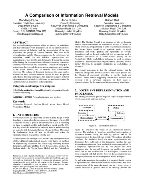 Pdf A Comparison Of Information Retrieval Models